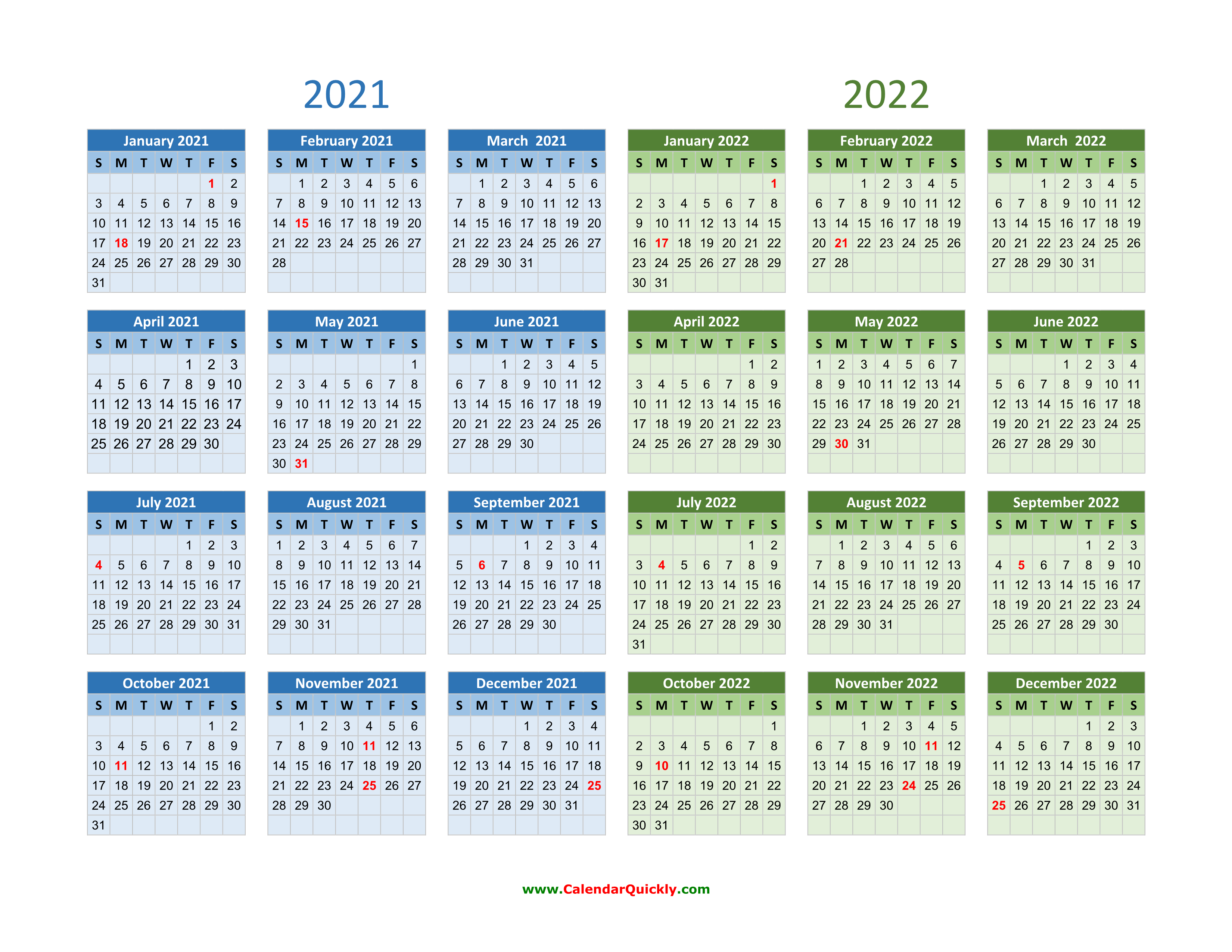2021 And 2022 Calendar Calendar Quickly