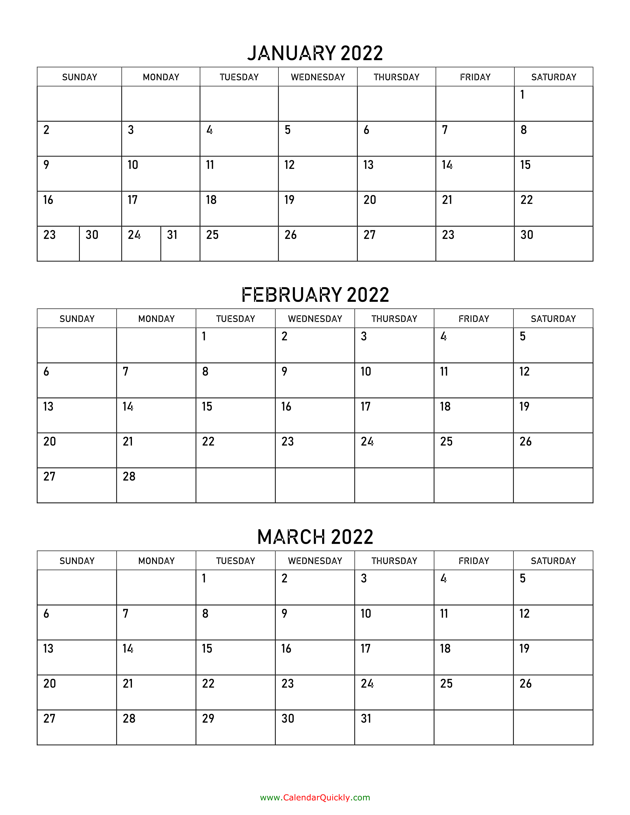 Free Printable 3 Month Calendar 2022 Printable Templates Free