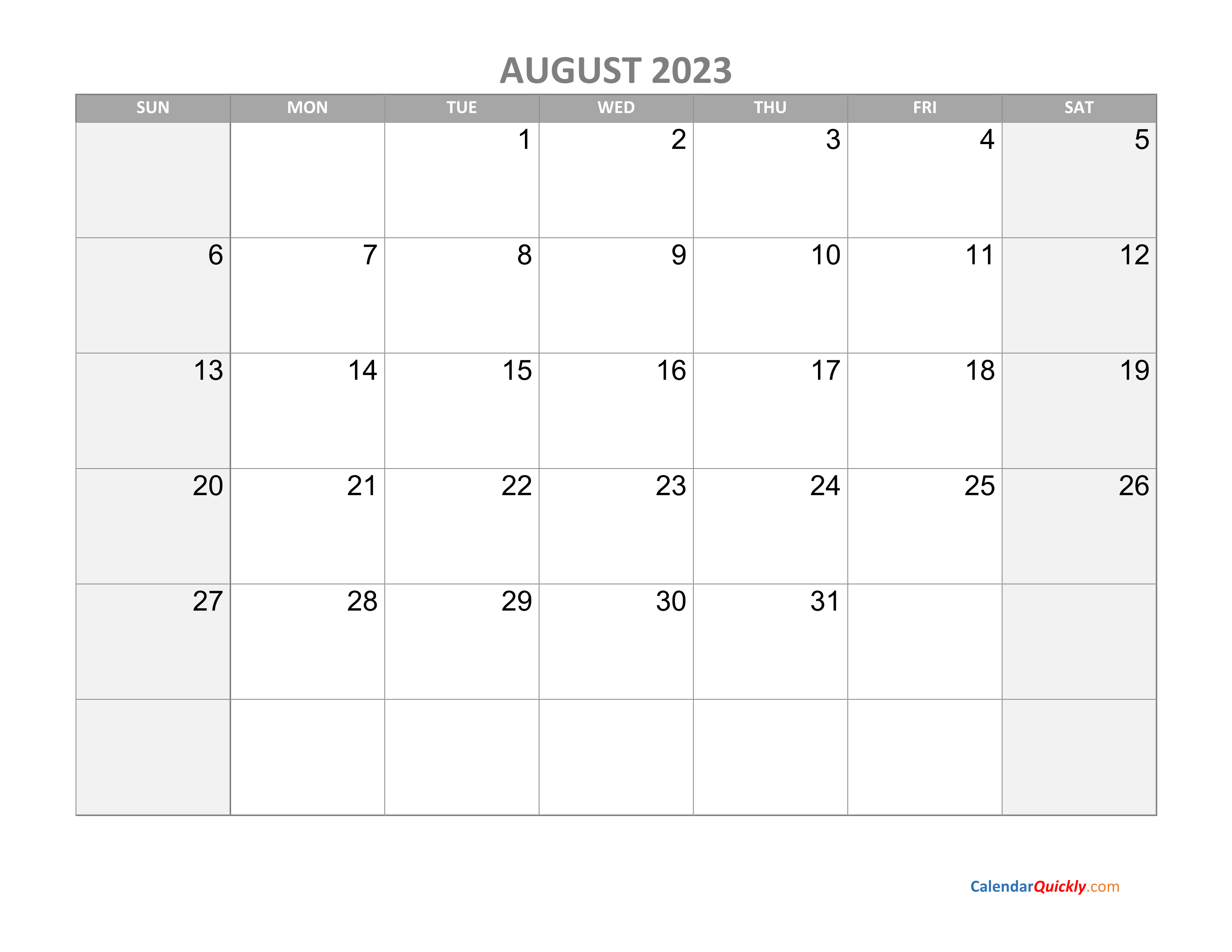 August Calendar 2023 With Holidays Calendar Quickly