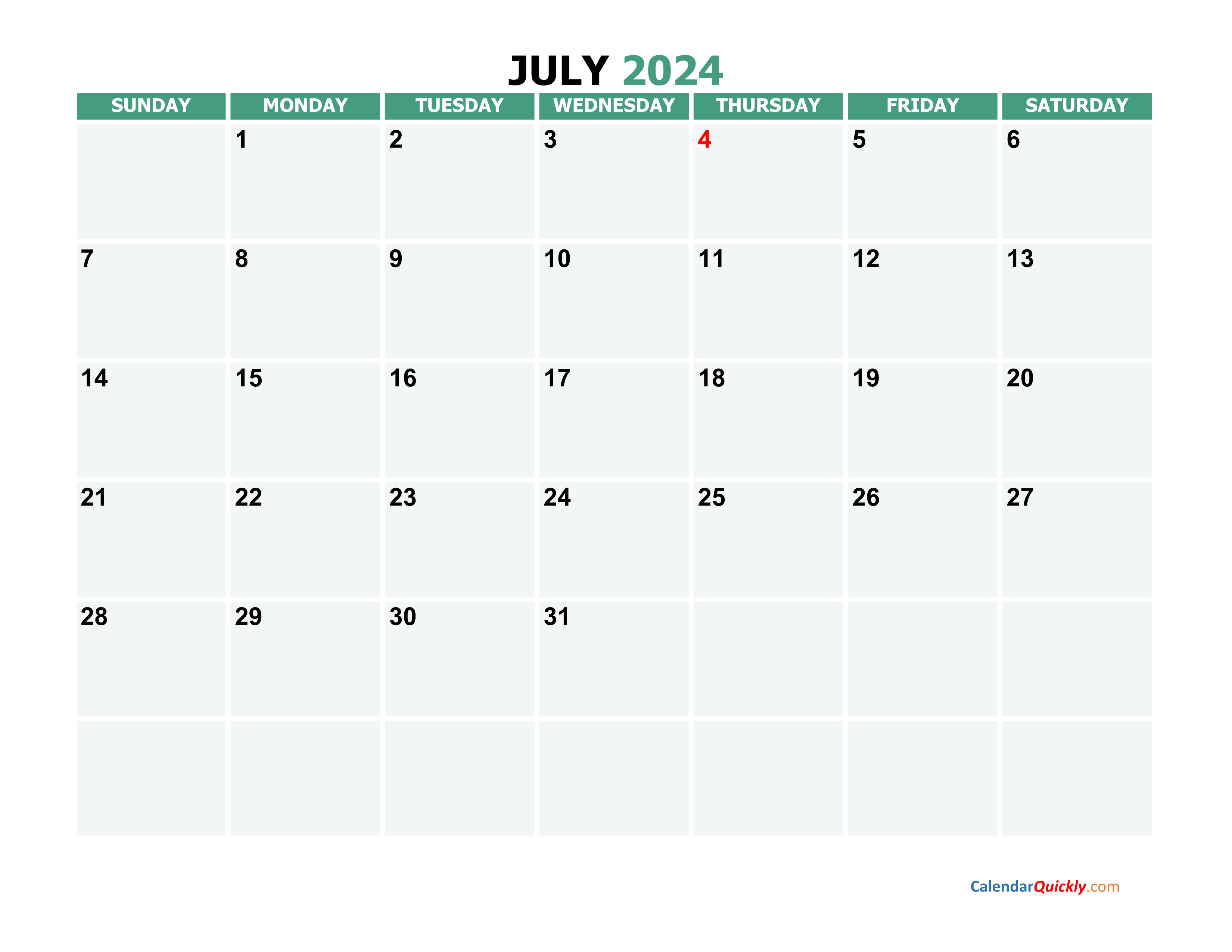 July 2024 Calendars Calendar Quickly