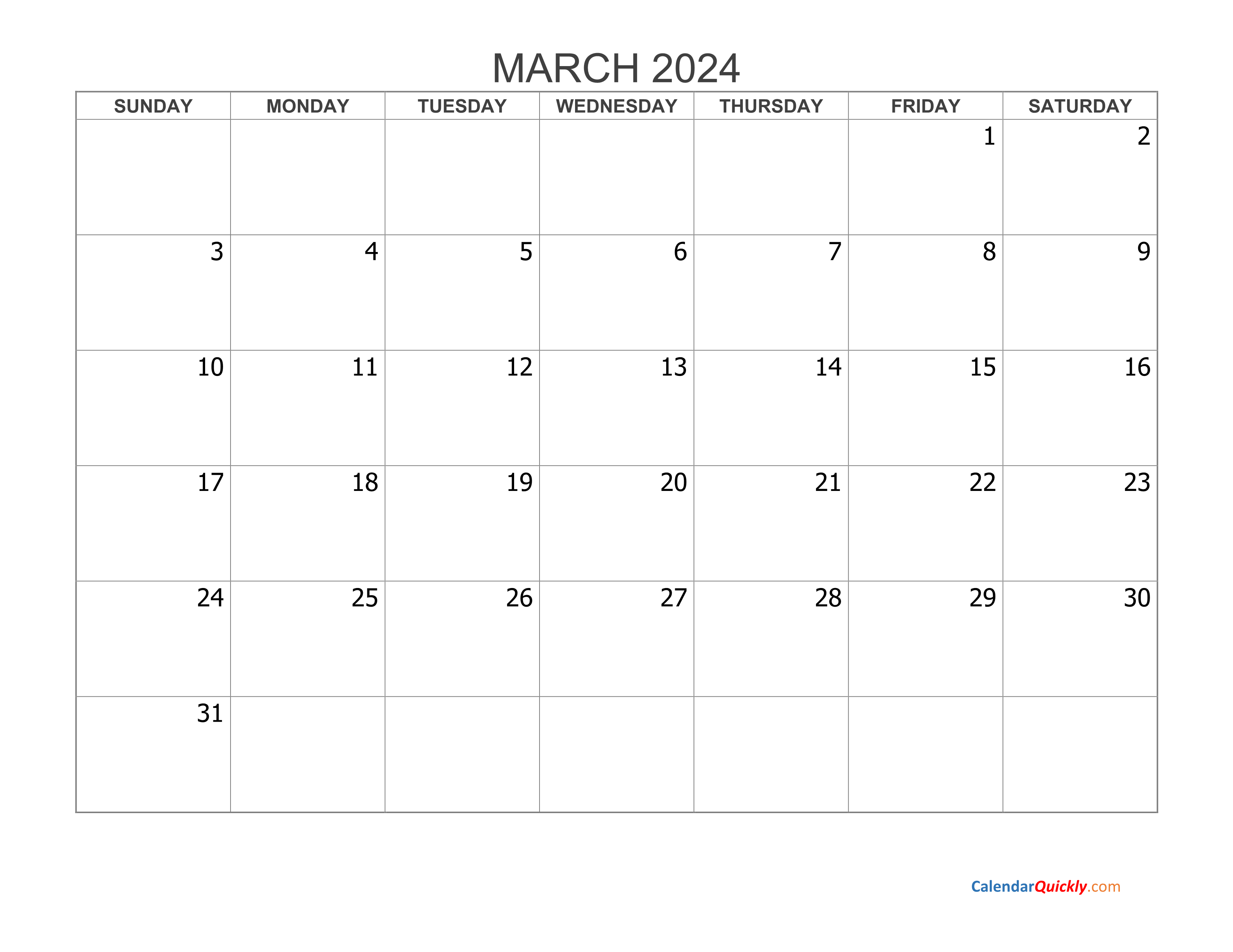 March 2024 Blank Calendar