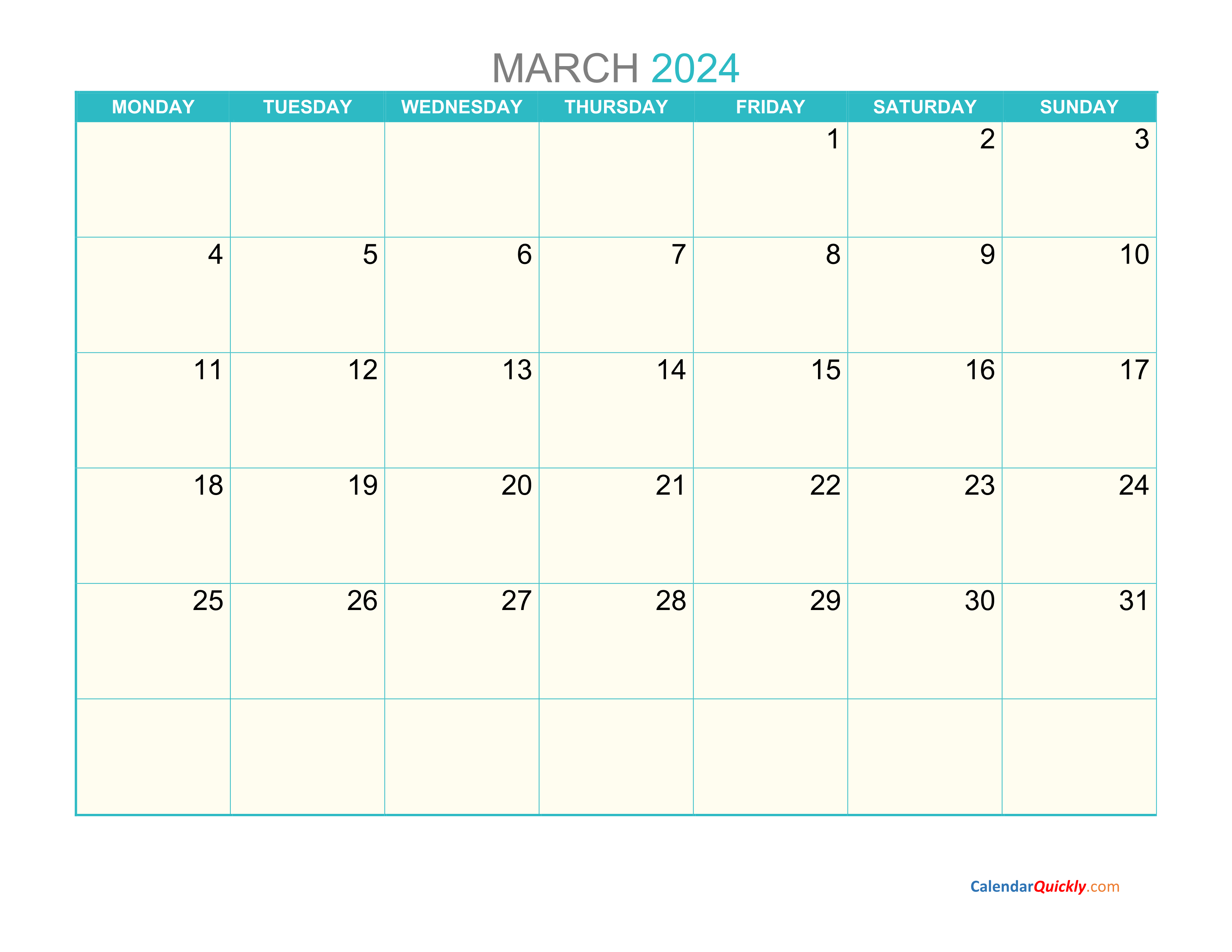 Workdays In March 2024
